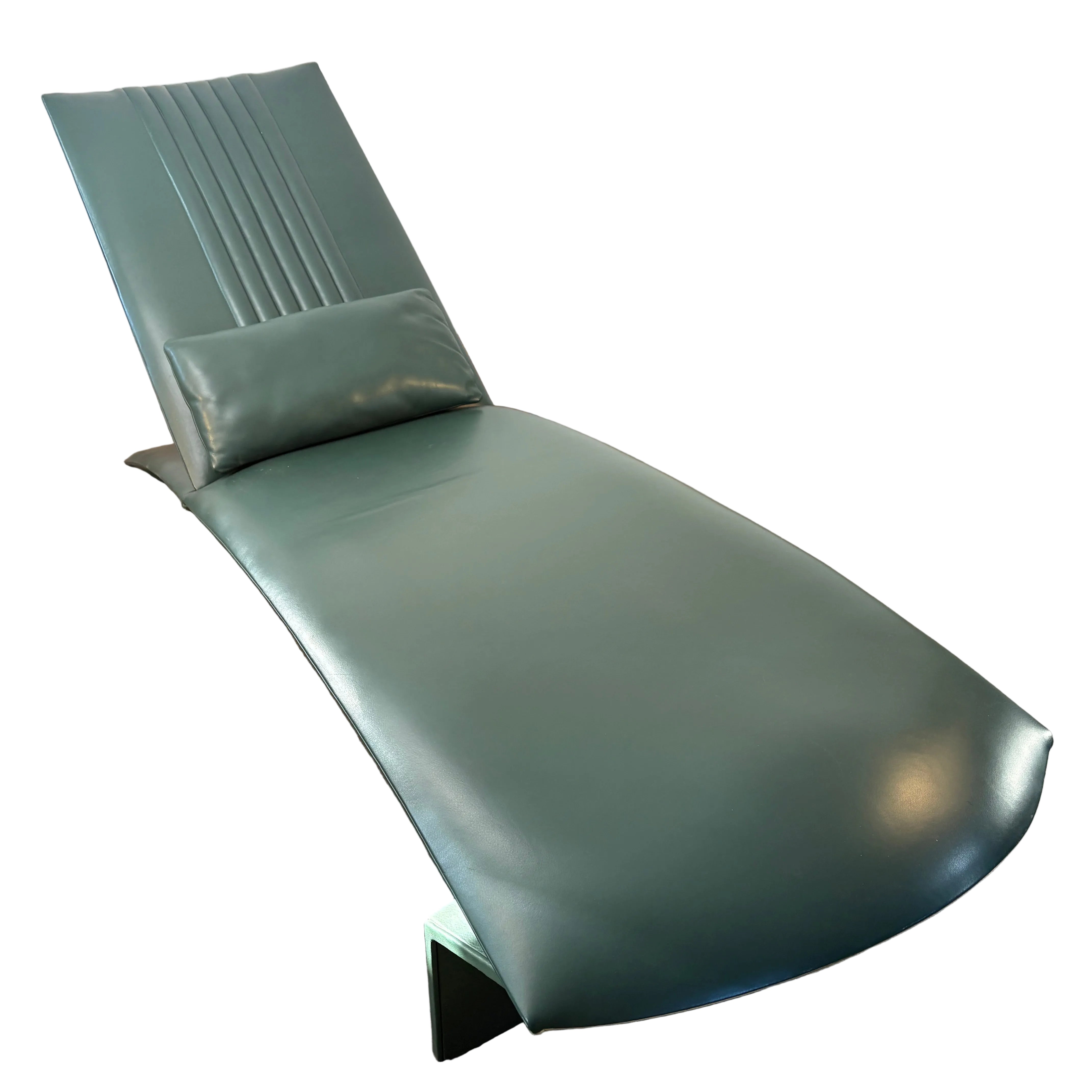 Dakota Jackson Ke-Zu Leather Chaise Lounge Circa 1989 Emerald Green, S ...